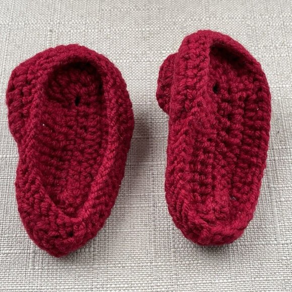 Shoes | Handmade Kids New Born Shoes Red Crochet Handcrafted Soft Shoe ...